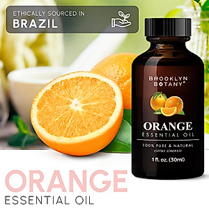 Brooklyn Botany Sweet Orange Essential Oil – 100% Pure and Natural – Premium Grade Oil with Dropper - for Aromatherapy and Diffuser - 1 Fl Oz