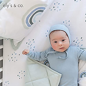 Ely’s & Co. Crib Sheet 1-Pack Combed Jersey Cotton for Baby Boy — (Blue Raindrops)