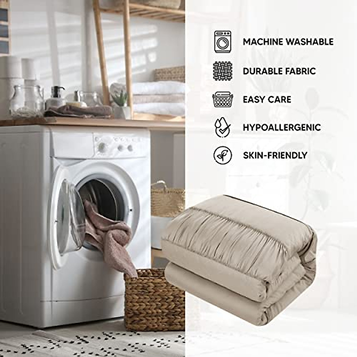 Chic Home Mykonos 20 Piece Comforter Set Striped Ruched Ruffled Embossed Bag Bedding, Queen, Coral