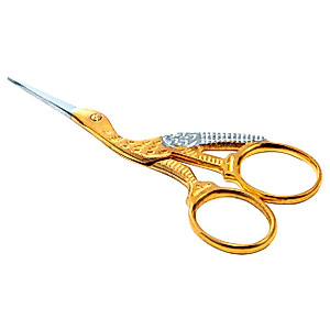 Classic Forged Stork Embroidery Scissors 3.5"-Gold