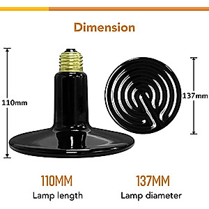 Simple Deluxe 250W Reptile Ceramic Heat Lamp Bulb Warm Emitter Brooder Coop Heater for Amphibian Pet & Incubating Chicken No Light Emitting, Snake/Lizard/Spider, 2-Pack