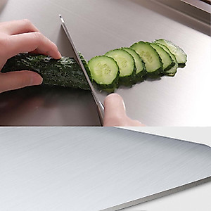 Kitchen Pastry Board Stainless Steel Chopping Board with Lip Double Sided Chopping Board Easy To Clean Non-Slip 'L' Shape for cutting cheese,slicing pizza (23.6 * 23.6in(60 * 60cm),Thick:2mm)