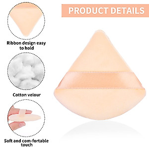 Molain 2 Pieces Triangle Powder Puff Makeup Puff Velvet Face Body Powder Puff Cosmetic Foundation Blender Sponge for Loose Powder Body Powder Makeup Tool (Nude&Pink)
