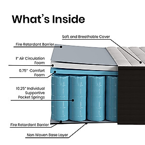 Flash Furniture Dream 12" Hybrid Spring and Foam Mattress in a Box, High Density Foam and Spring Hybrid Mattress, Queen