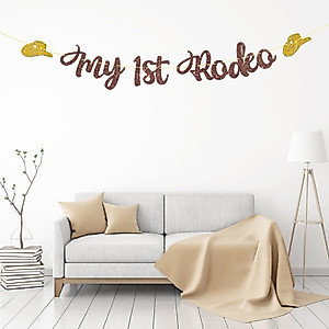 Dill-Dall My 1st Rodeo Banner, Western Themed 1st Birthday Baby Shower Party Hanging Decoration, Cowboy Happy1st Birthday Party Bunting Decor