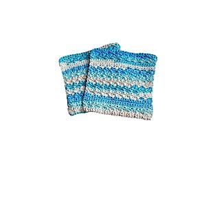 Crochet Dish Cloths or Wash Cloths - 100% Cotton - Set of 2 - Approximately 7" x 7"