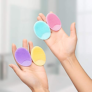 4 Pack Face Scrubber,JEXCULL Soft Silicone Facial Cleansing Brush Face Exfoliator Blackhead Acne Pore Pad Cradle Cap Face Wash Brush for Deep Cleaning Skin Care
