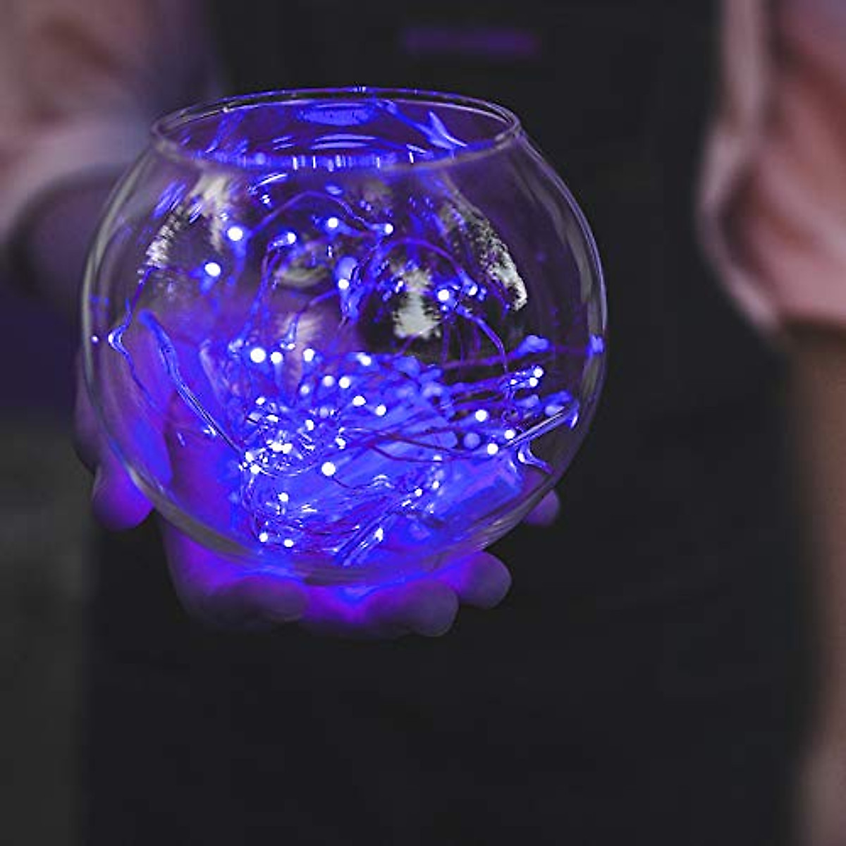 XUNATA Solar String Lights, 66Ft 200 LED 8 Modes Copper Wire Indoor Outdoor Starry String Lights, Waterproof Solar Decoration Lights for Gardens, Homes, Parties (Blue)