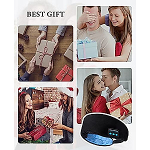 Sleep Headphones Sleep Mask Headphones, Wireless Eye Mask, Adjustable&Washable Music Travel Sleeping Headset with Built-in Speakers Microphone Hands-Free for Air Travel,Siesta and Sleeping