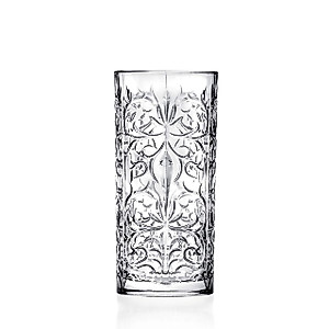 Barski Highball - Glass - Set of 6 - Hiball Glasses - Glass Crystal - Beautiful Tattoo Design - Drinking Tumblers - for Water, Juice, Wine, Beer and Cocktails - 13 oz Made in Europe