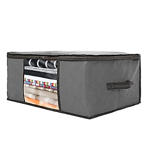 Gbdilo Foldable Storage Bag Organizers, Large Clear Window & Carry Handles, Great for Clothes, Blankets, Closets, Bedrooms, and More 3-Pack