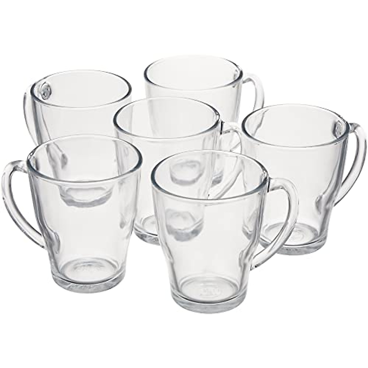 Duralex Made In France Cosy Glass Mug (Set of 6), 12.37 oz, Clear