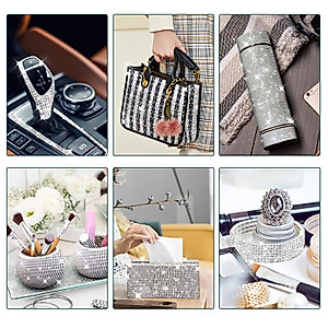 3 Rolls 6.6 Yards Self-Adhesive Crystal Rhinestone Diamond Ribbon - DIY Diamond Ribbon Stickers with 2 mm Rhinestones for Arts Crafts ,Bling Silver Ribbon Rolls for Phone,Car Decoration(Silver)