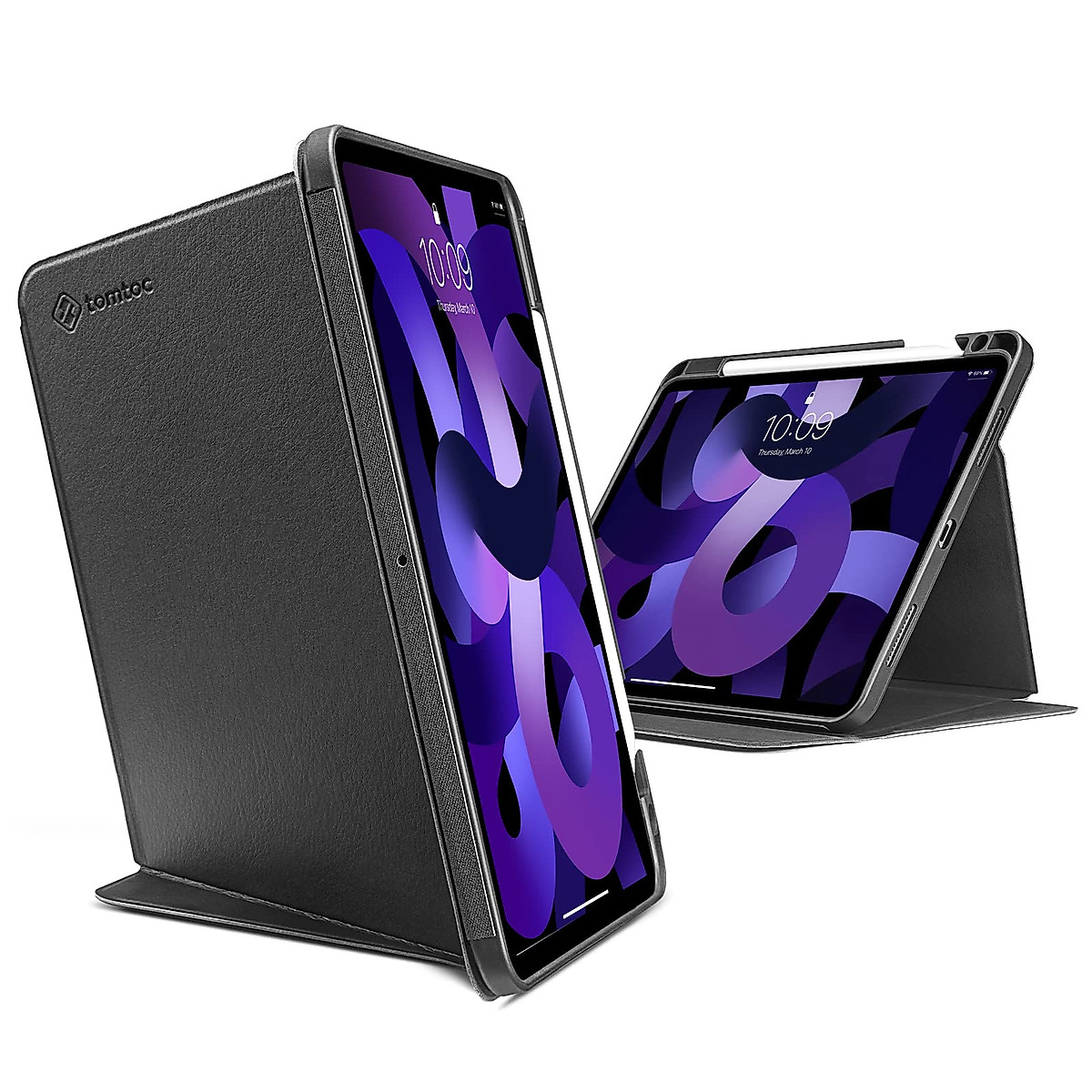 tomtoc Vertical Case for 2024 11 Inch iPad Air M2, 10.9 Inch iPad Air 5th/4th Gen, Protective iPad Case with iPad Pencil Holder, Magnetic Kickstand for 3 Use Modes