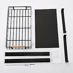 KES Pull Out Cabinet Organizer, 12" Wide Kitchen Bathroom Cabinet Drawer Heavy Duty Under Cabinet Slide Out Organizer Storage Shelves, Wooden Handle with Soft Close Black, KPO501W30D53-BK