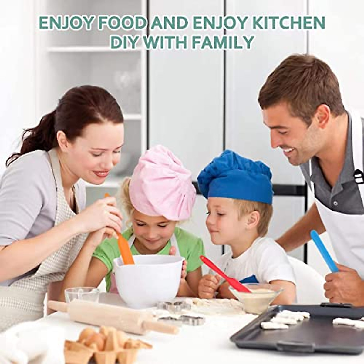 5Pcs Silicone Jar Spatulas - Cake Cream Spatulas Set, 9.8 inch Non-Stick Heat Resistant Mixing Butter Spatulas Baking Scrapers for Jars Blenders Cooking Stirring (5 Color)