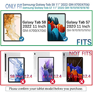 Backlit Keyboard Case for Samsung Galaxy Tab S8 2022/Tab S7 2020 11 inch(Model SM-X700/X706/T870/ T875/T876),Wineecy 7 Colors Light Detachable Wireless Keyboard & PU Folio Stand Pen Holder Cover,Black