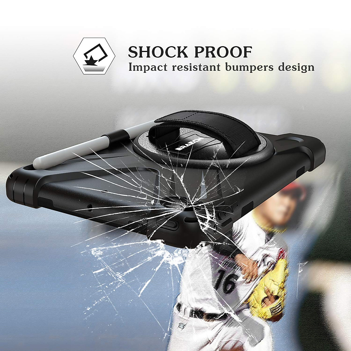 BRAECN iPad Mini 5 Case,iPad Mini 4 Case, Heavy Duty Shockproof Protective Rugged Case with Pencil Holder,Hand Strap,Kickstand, Shoulder Strap for iPad Mini 5th/4th Generation 7.9 Inch for Kids-Black