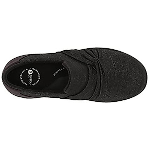 BZees Women's Glimmer Slip-Ons Loafer, Black Shimmer, 9 Wide