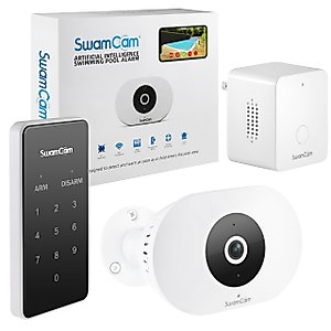 SwamCam Pool Alarm Camera - ASTM F2208 Certified - Wifi + App Operated Pool Alarms for Inground Pools and Above Ground - Sounds Onsite, In Home & Phone BEFORE Child Enters Pool - View Remotely Anytime