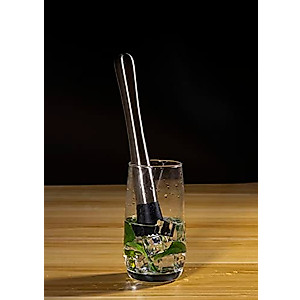 Ortarco 10 Inch Stainless Steel Muddler for Cocktail and 10 Inch Mixing Bar Spoon, 2 Pices Home Bar Tool Set