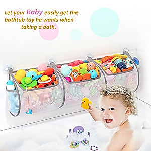 Ligereza Bathtub Toy Holder，Prevent Spots，Bath Toy Storage Bath Toys for Kids Ages 4-8 30“x8.7”Mesh Bath Toy Holder，let Baby Bath Toys Quick Drying…