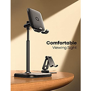 Lamicall Cell Phone Stand, Phone Holder - [Height Angle] Adjustable Mobile Phone Stand for Desk, Office, Compatible with iPhone 14 Plus, 13, Pro, Pro Max, Mini 12 11 X Xr XS, 4-10" Cellphone & Tablet