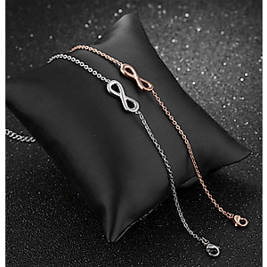 KristLand Dainty Gold Bracelets for Women Circle Butterfly Ankle Bracelets Layered Hand Chain Adjustable Long Jewelry for Birthday Gifts for Women Teen Silver Infinity