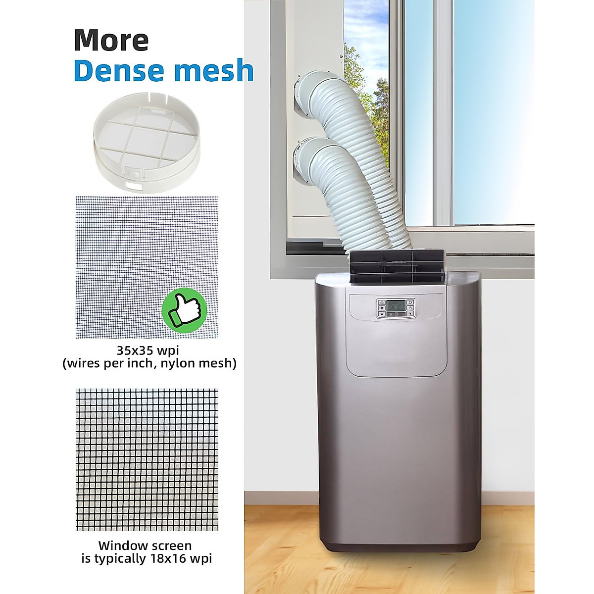 Washable Hose Pre-filter for Portable Air Conditioner, Perfect Fit, 5’’ Diamiter 2 Pack White