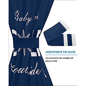 LEOSUCRE Blackout Door Curtains for Doorway Privacy, Christmas French Door Curtain Thermal Insulated Curtains for Front Door Rod Pocket Glass Door Panel 54x72in Cold Winter Snowflakes Blue Backdrop