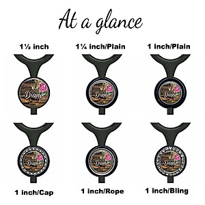 Wood Floral Adjustable Stethoscope ID Name Tag - Choose Tag Style and Color, Custom Fonts, Design Size and Decorative Frame - Hospital Nurse Identification