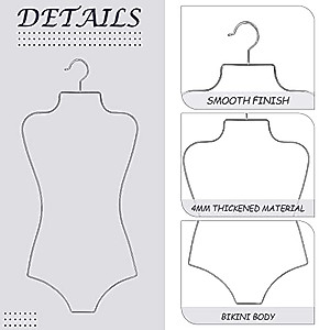Lingerie Hangers Body Shape Display Hangers Metal Wire Bathing Suit Hangers Bikini Swimwear Hanging Rack Swimsuit Hanger for Bra Boutique Closet(Silver, 10 Pack)