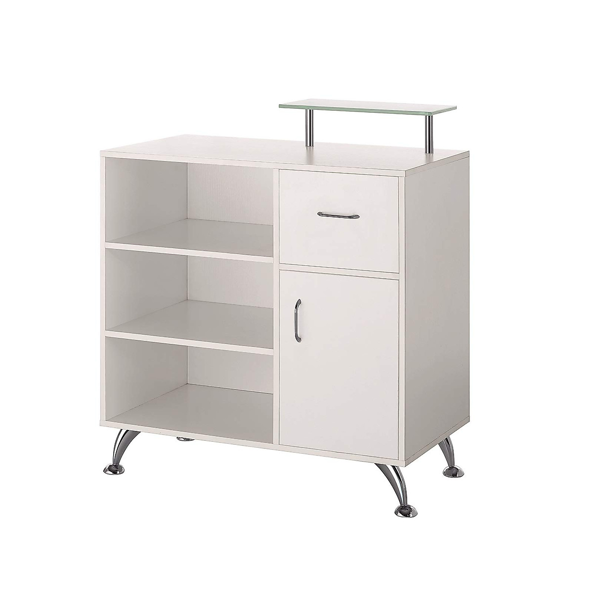 Glasglow II Reception Desk with Glass Top, Office Restaurant Beauty Salon Furniture, White 32" L x 18" W