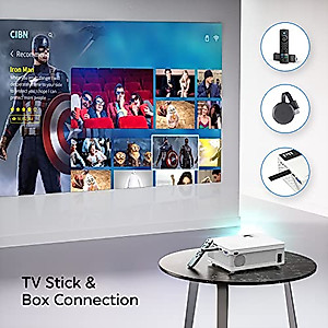 Mini Projector, Latest Upgraded Home Projector Full HD 1080P and 200" Display Supported, Compatible W/TV Stick, Smartphone, HDMI, AV, SD