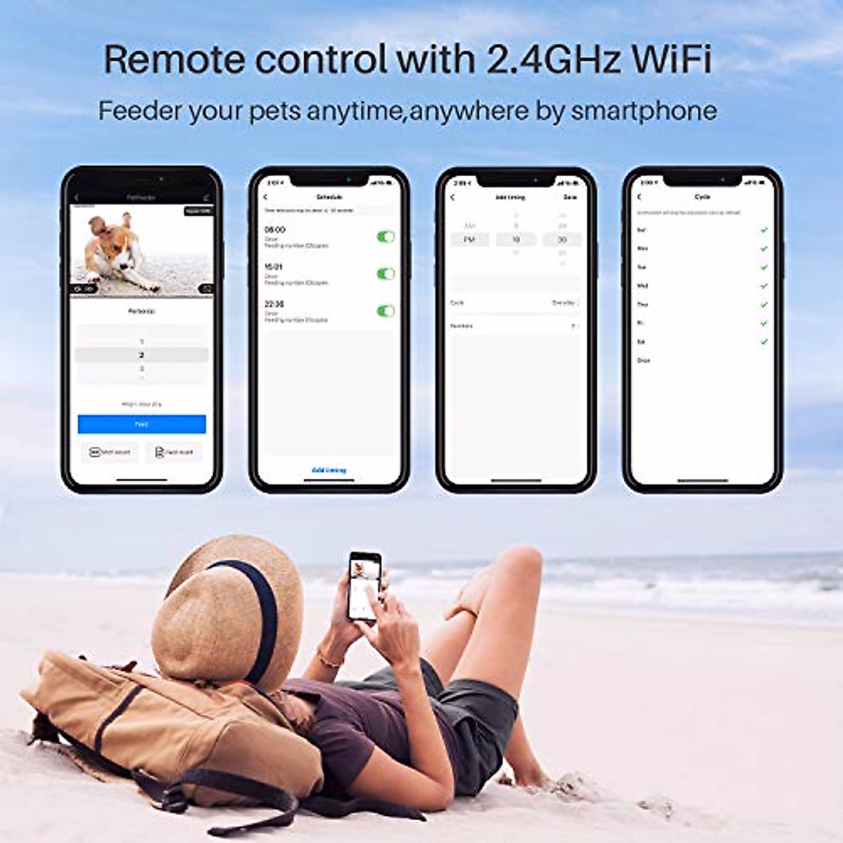 LKV Automatic Pet Feeder, Automatic Food Dispenser for Cats, Dogs and Small Animals, 6L, White (LKV-PFD-101)