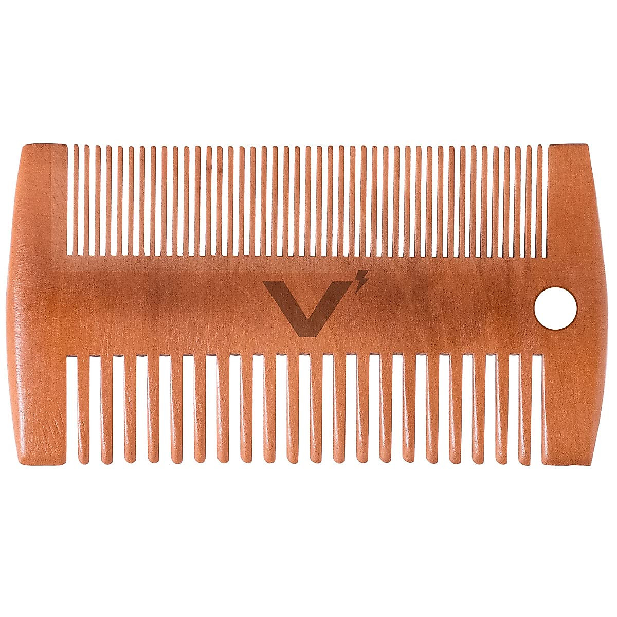 Volt Twin Beard and Mustache Comb for Men - All Natural Pearwood - Double-Sided Travel Size Pocket Comb for Detangling and Styling Beard - Men's Grooming Products