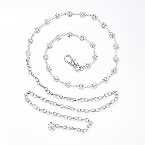 YooAi Rhinestone Diamond Flower Waist Belt Decorative Rhinestone Dress Belt Sun Flower Silver 120