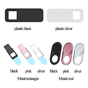 Ultra Thin Slim Mini Shield Camera Sticker Slide Shutter Metal Webcam Cover Privacy Protection(3pcs-Metal Rectangle,Black)