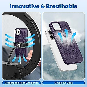 ZCDAYE for iPhone 14 Pro Max Magnetic Case, 3D Hollow Mesh Heat Dissipation Phone Case Compatible with Magsafe, Breathable Cooling Hard PC Shockproof Cover for iPhone 14 Pro Max(6.7 inch, Dark Purple)