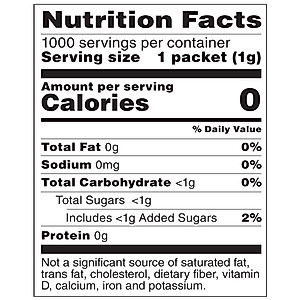 Amazon Brand - Happy Belly Zero Calorie Yellow Sucralose Sweetener Powder Packet, 1000 count (Previously Sugarly Sweet), 2.2 pound (Pack of 1)