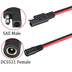 HCFeng 14AWG SAE to DC Power Cable SAE to DC5521 Female Adapter Cable withDC8*0.9/6.5*3/5.5*2.5/4*1.7/3.5*1.35(MM)/SAE Polarity Reverse Adapter for Solar Panel Charger (2ft/60cm)(2pack)