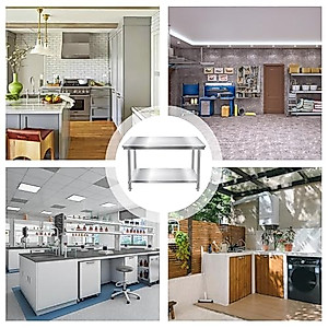Kitchen Work Table Scratch Resistent and Antirust Metal Stainless Steel Work Table with Adjustable Table Foot Scratch Resistent for Commercial Kitchen, Restaurant, Hotel and Garage