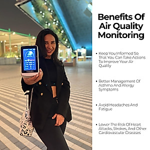 VitaliZEN Airwise Indoor Air Quality Quality Monitor, Portable, for Real-Time PM2.5, PM1.0, CO2, PM10, Volatile Compounds, TVOC, Formaldehyde, Temperature, and Humidity. Compatible with Android & iOS