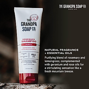 The Grandpa Soap Company Shampoo - Purifying With Rosemary and Lemongrass Oils, Leaves Scalp and Hair Feeling Clean and Fresh, All Hair Types, Vegan, Sulfates and Parabens Free, 8 Fl Oz