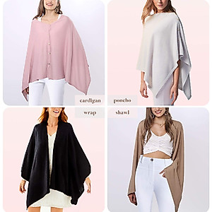 MissShorthair Women's Lightweight Knitted Scarf Poncho Sweater Cape Shawl Versatile Spring Summer Ponchos Wraps Black