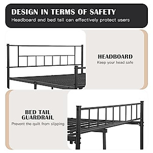 PayLessHere 14 Inch High Metal Platform Bed Frame with Headboard Maximum Storage Space Under The Heavy Duty Bed Frame No Box Spring Needed Noise-Free Easy Assembly,Queen