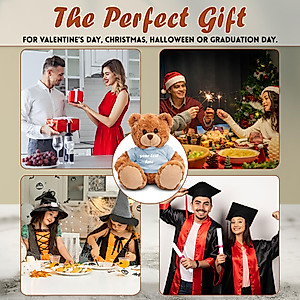 Plushland Teddy Bear 11 Inch, Stuffed Animal Personalized Gift - Great Present for Mothers Day, Valentine, Graduation, Birthday,Anniversary, get Well,Christmas (Mocha Bear, Baby Blue)