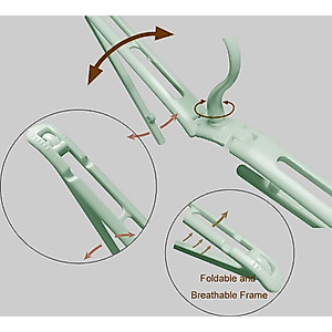 Fineget Foldable Coat Hangers with Clips Portable Travel Shorts Socks Clothes Hangers for Closet Shoes Collapsible Plastic Heavy Duty No Slip Hangers Quick Drying Green 4 PCS + 8 Clips