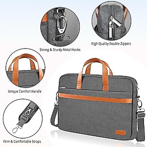 Ferkurn Laptop Bag Case Women Men Computer Bag for HP Envy Pavilion Omen/MSI/LG Gram/Dell Inspiron XPS/Lenovo Thinkpad/ASUS/Acer, Shoulder Messenger Bag Strap Carrying Briefcase, Grey, 15 15.6 Inch