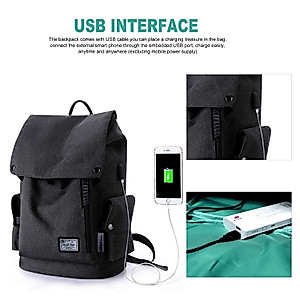 WindTook leisure backpack for Women College Book Bag Travel Work Daypack Laptop Computer Bag with USB Charging Port Suits 15 Inch Notebook, Black